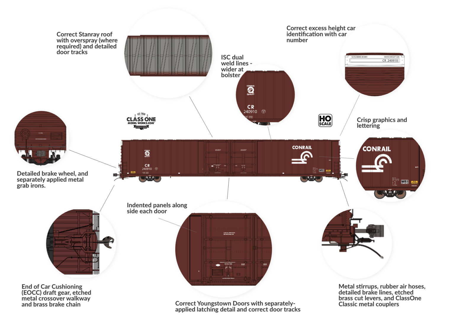 THRALL 86' HIGHCUBE BOXCAR - 4 DOOR - GRAND TRUNK WESTERN — Class One ...