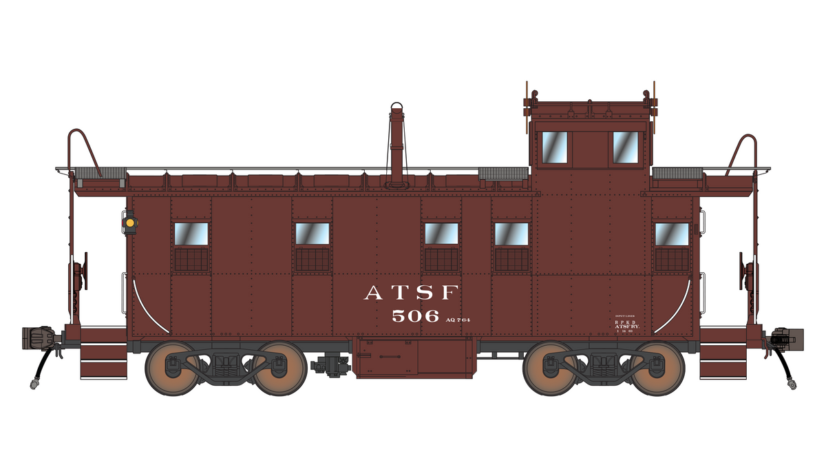 Santa Fe Peaked Roof Caboose 500s - Wig-Wag — Class One Model Works