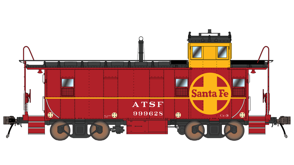 Santa Fe Peaked Roof Caboose CE-3 - Mid-Life 999628 — Class One Model Works