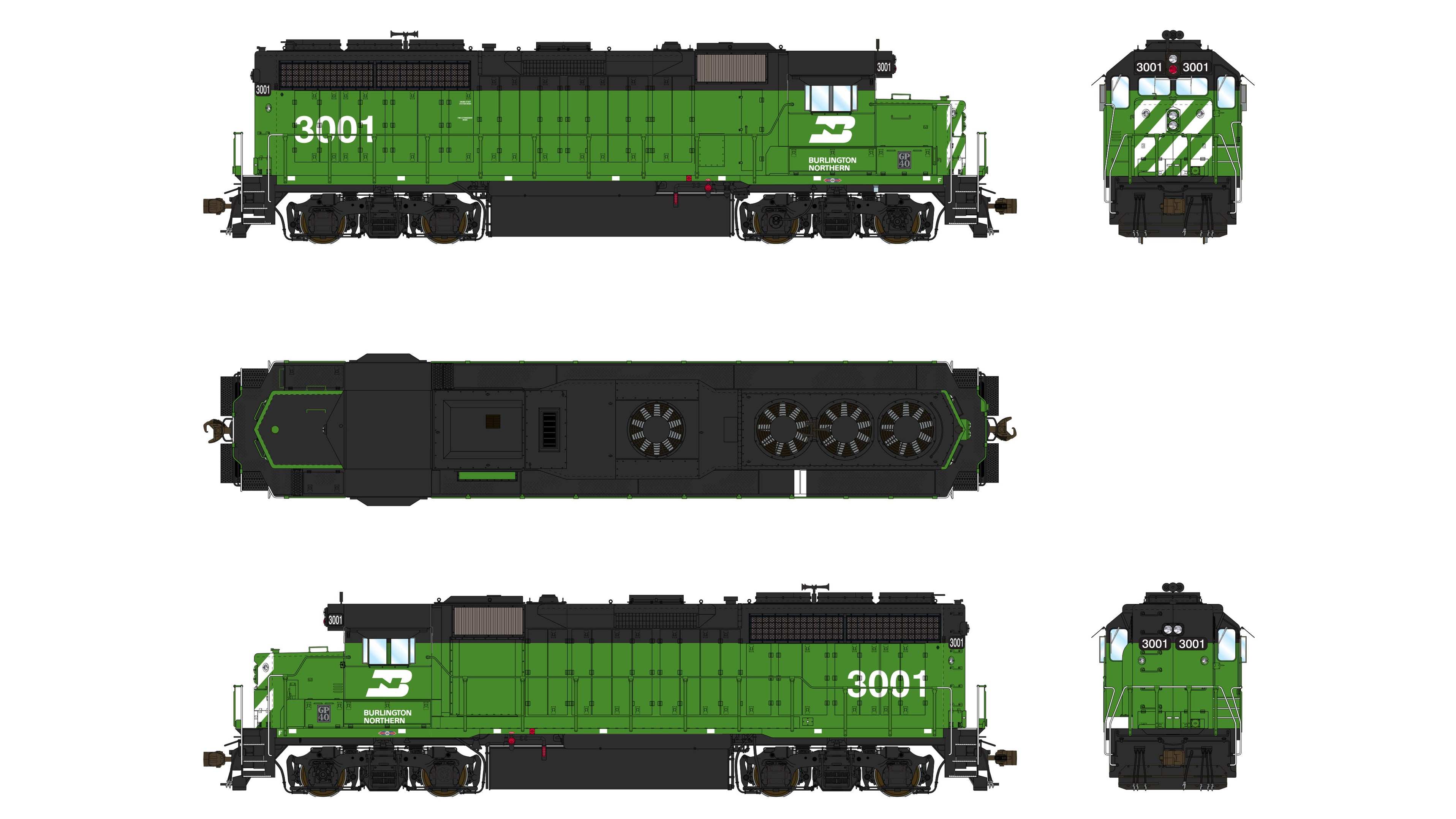 EMD GP40 1A3 - Burlington Northern Bundle - 6 Pack — Class One Model Works