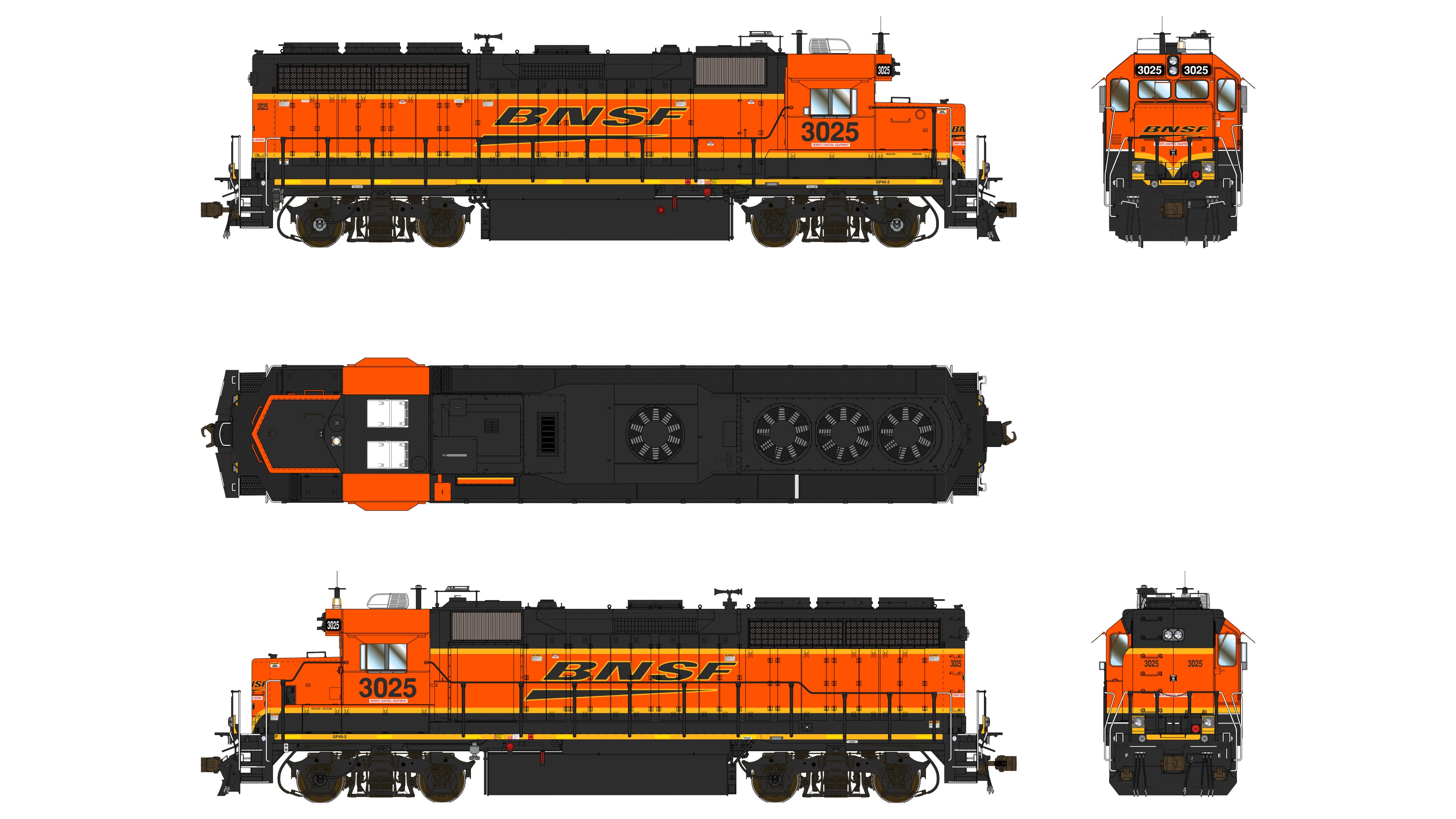 EMD GP40-2 1A3 - BNSF 3025 — Class One Model Works