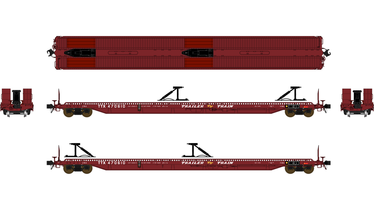 F39A Flatcar 75' - Trailer Train - TTX — Class One Model Works