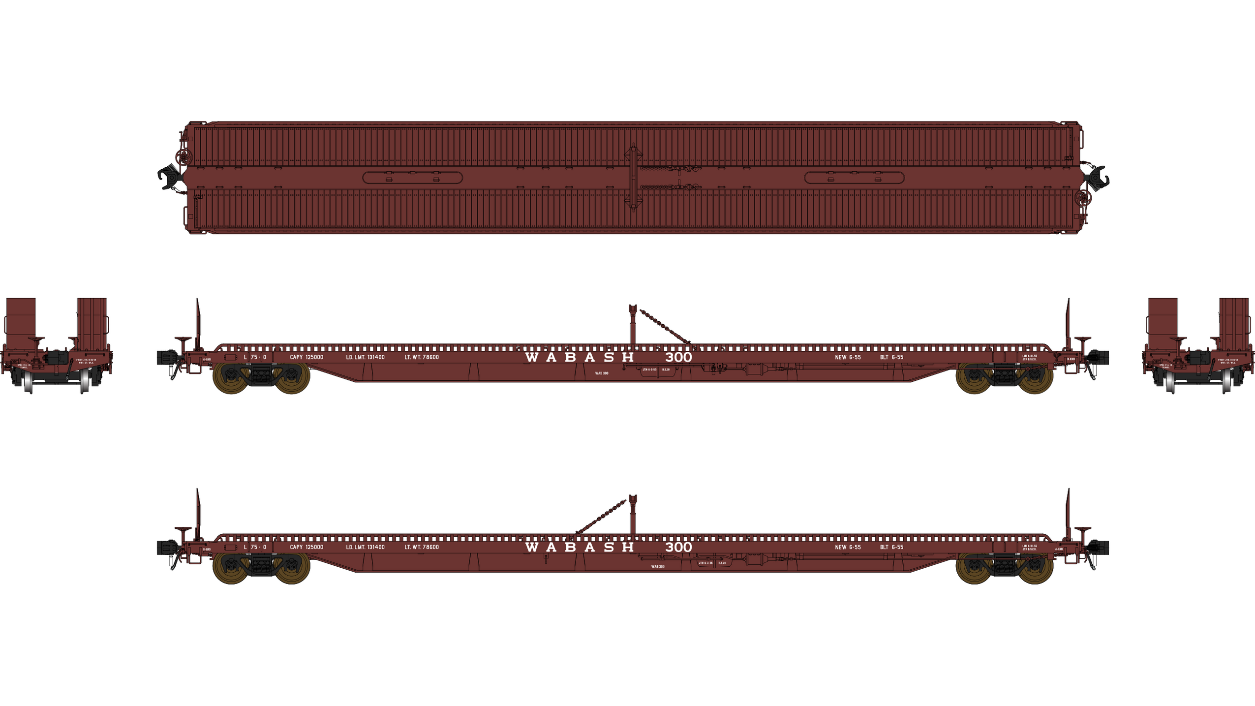 F39 Flatcar 75' - Wabash — Class One Model Works
