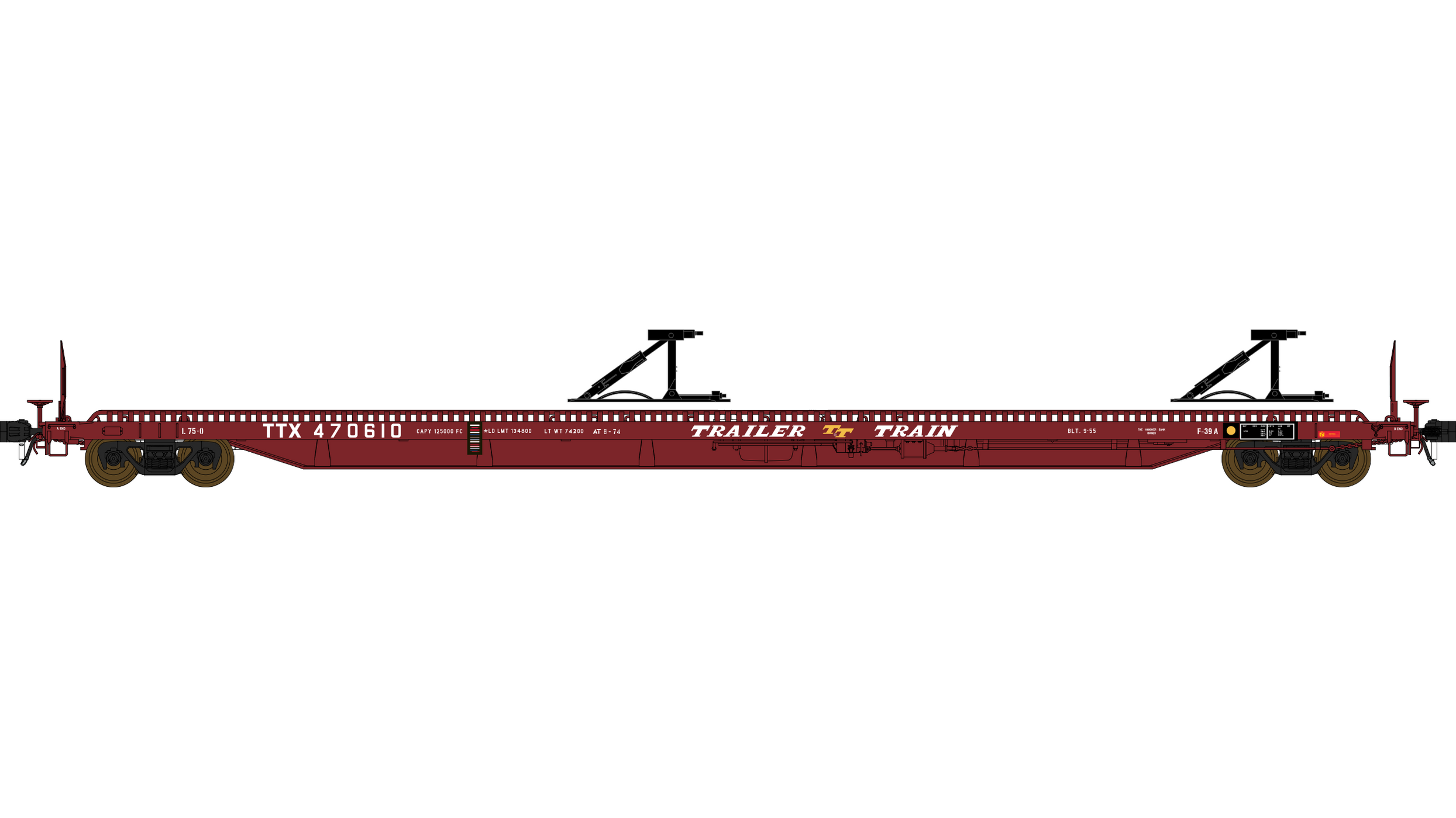 F39A Flatcar 75' - Trailer Train - TTX — Class One Model Works