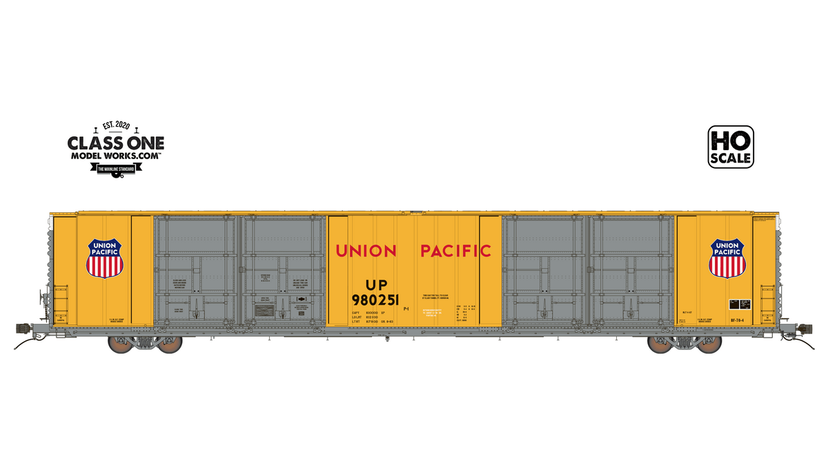 THRALL 86' HIGHCUBE BOXCAR - 8 DOOR - UNION PACIFIC — Class One Model Works