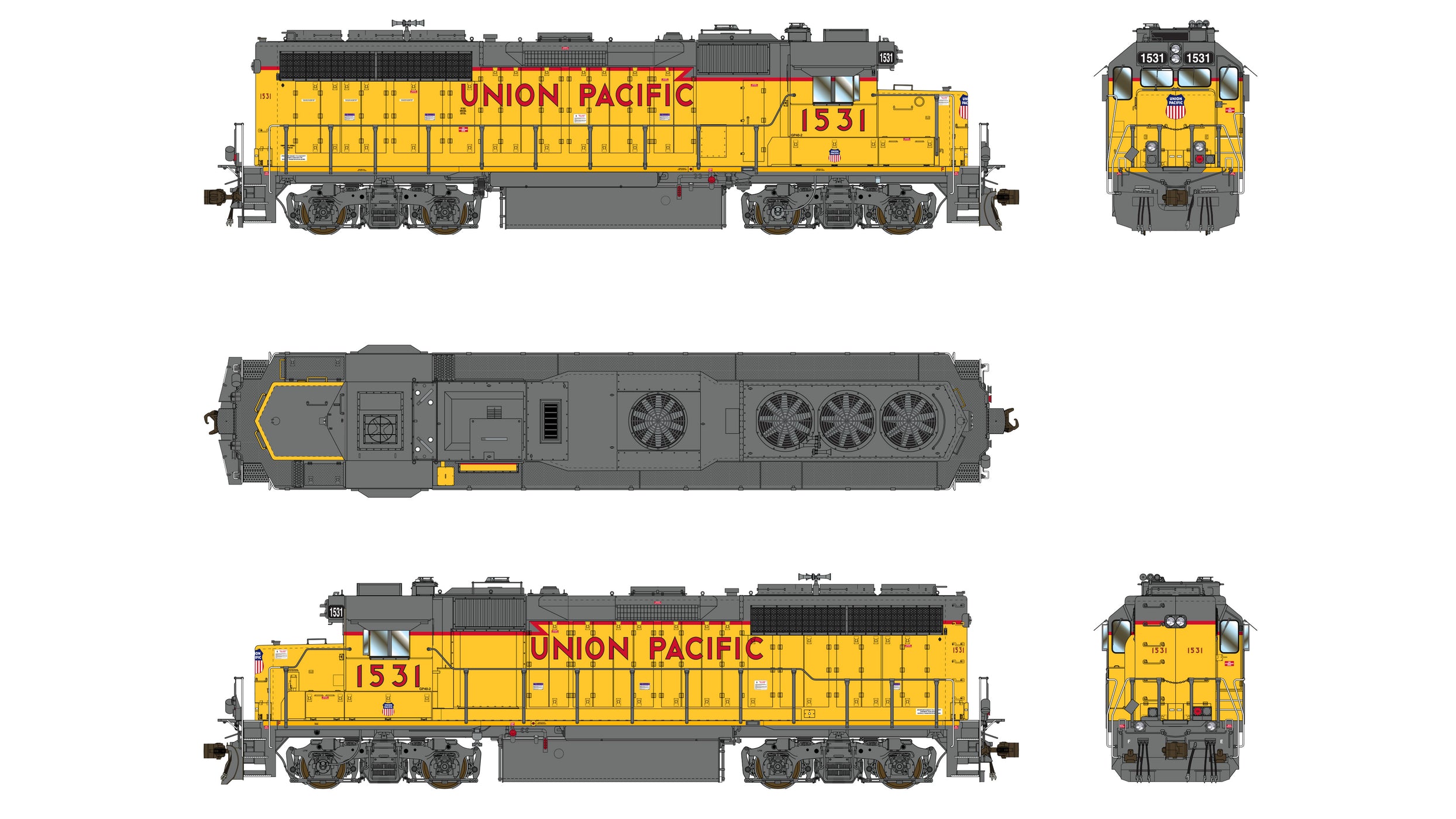 EMD GP40-2 1A3 - Union Pacific 1531 — Class One Model Works
